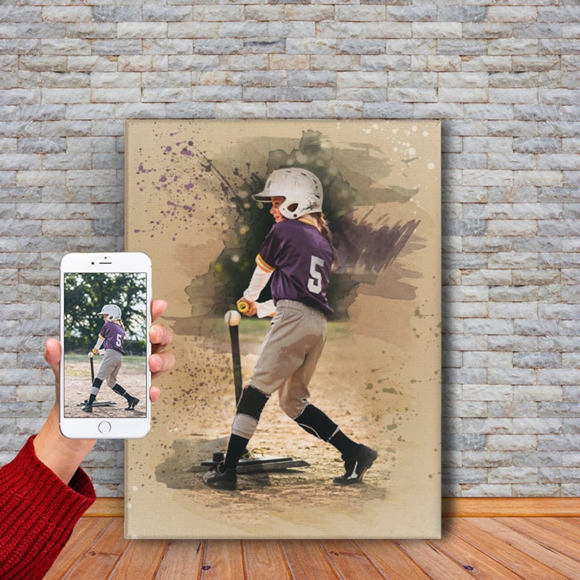 Personalized Sports Portrait Painting | Etsy