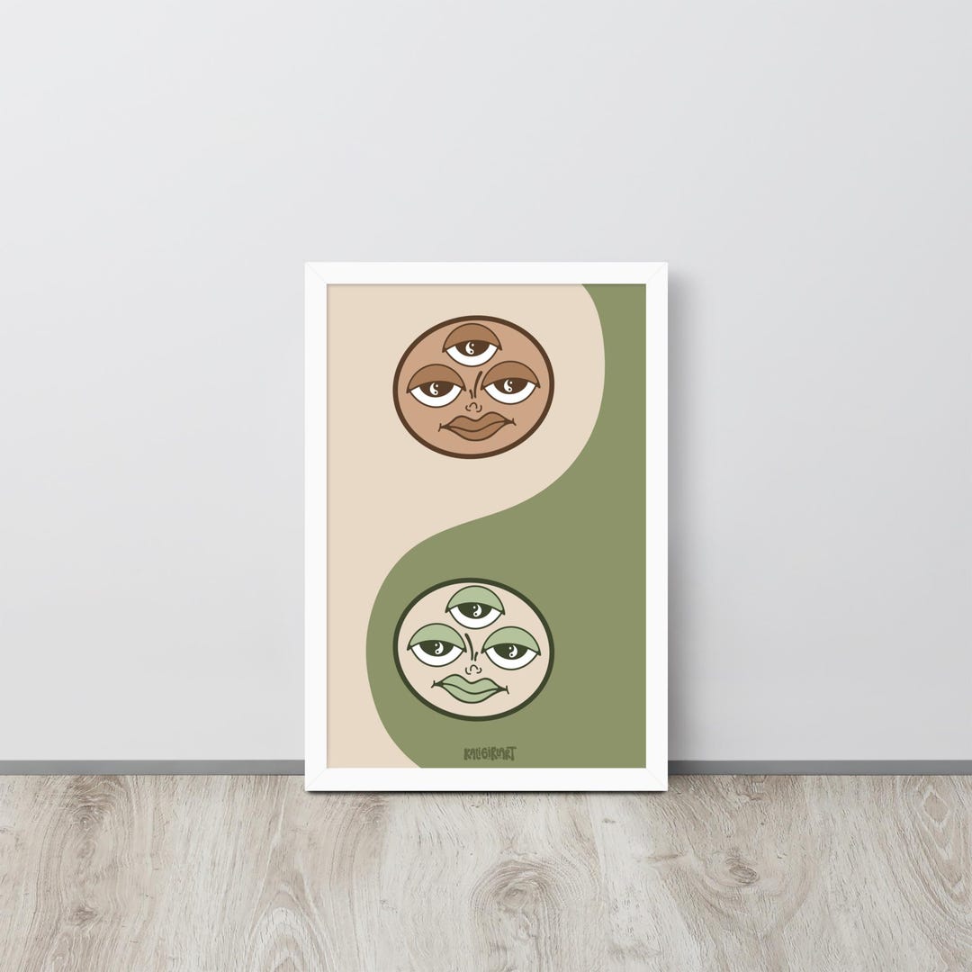 Yin Yang // Olive & Brown Print - Etsy