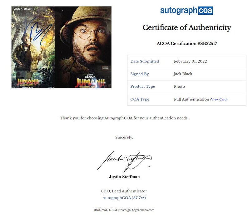 Jack Black Jumanji Movie Actor Custom Framed Signed Autograph Photo ...