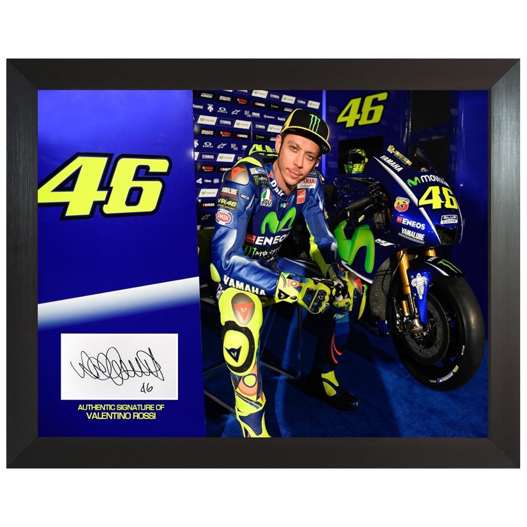Valentino Rossi Motogp Star Custom Framed Signed Autograph Card Display ...