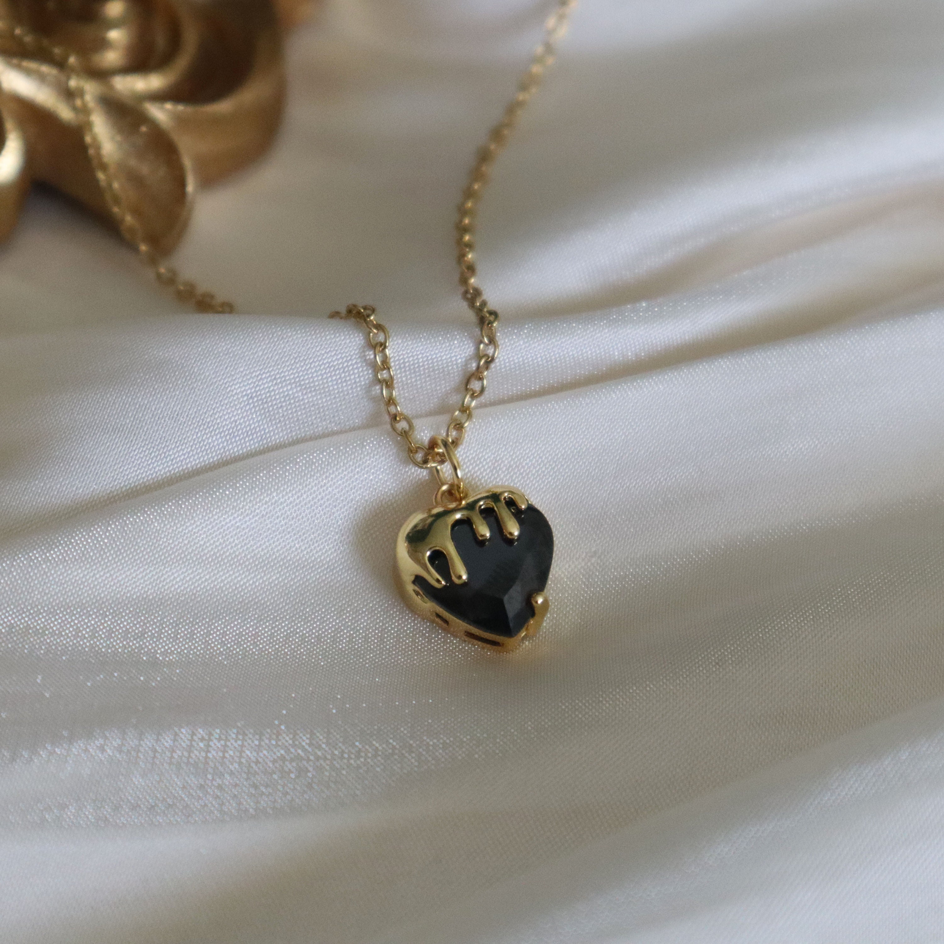 Midas Melting Heart Necklace – 14K Gold Pendant, Dripping Gold Jewelry ...