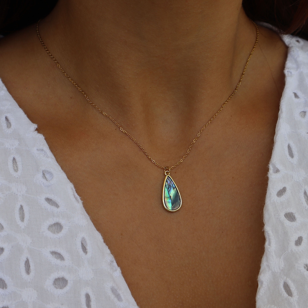Abalone Necklace, Flashy Necklace, Gift for Her, Natural Shell Necklace ...