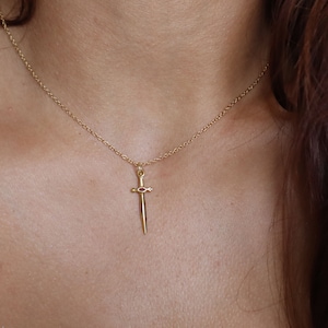 Tiny Sword Necklace, Bookish Jewelry, Dagger Necklace, Gold Sword ...