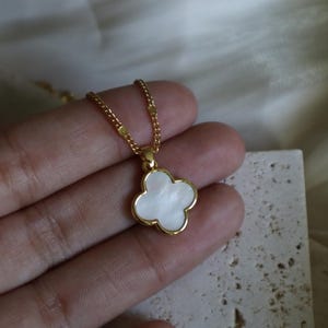 Handmade Mother of Pearl Clover Necklace: 14K Gold Jewelry, Elegant ...