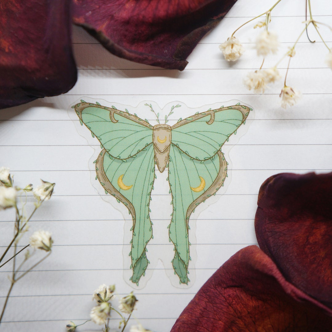 Luna Moth Sticker, Clear Sticker Decal, Magical Sticker, Moon Sticker ...