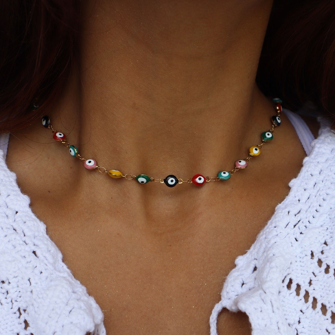 Evil Eye Choker, Evil Eye Chain Necklace, Spiritual Jewelry, Layering ...