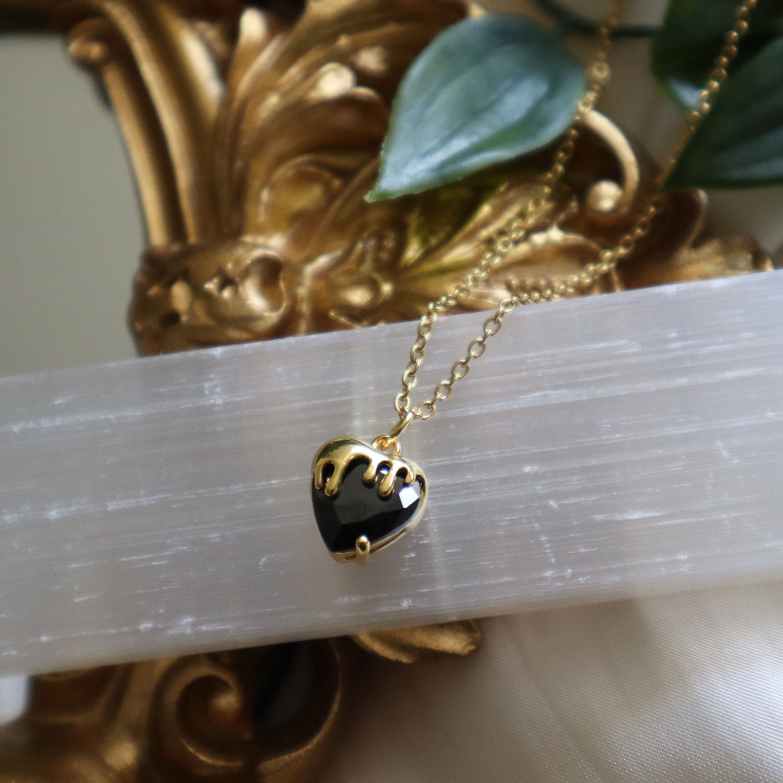 Midas Melting Heart Necklace – 14K Gold Pendant, Dripping Gold Jewelry ...