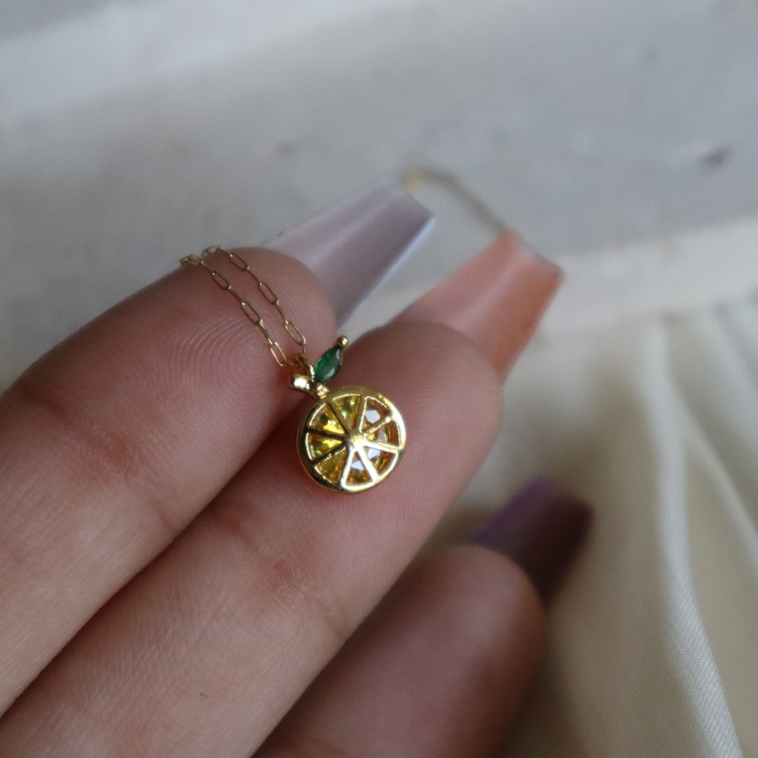 Tiny Lemon Necklace, Fruit Jewelry, Lemon Accessories for Her, Dainty ...