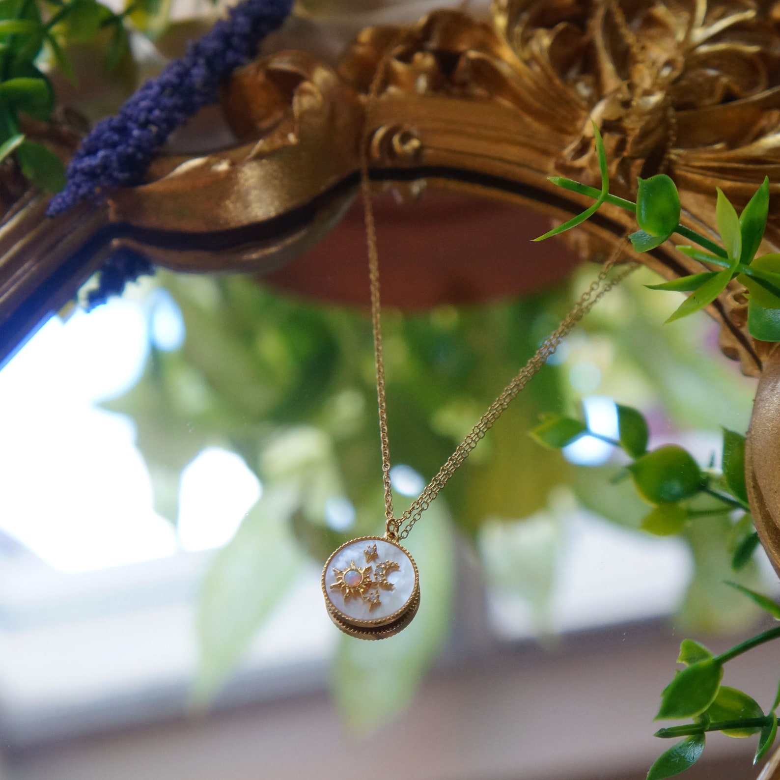 Celestial Necklace Sun and Moon Necklace Pearl Necklace Opal - Etsy