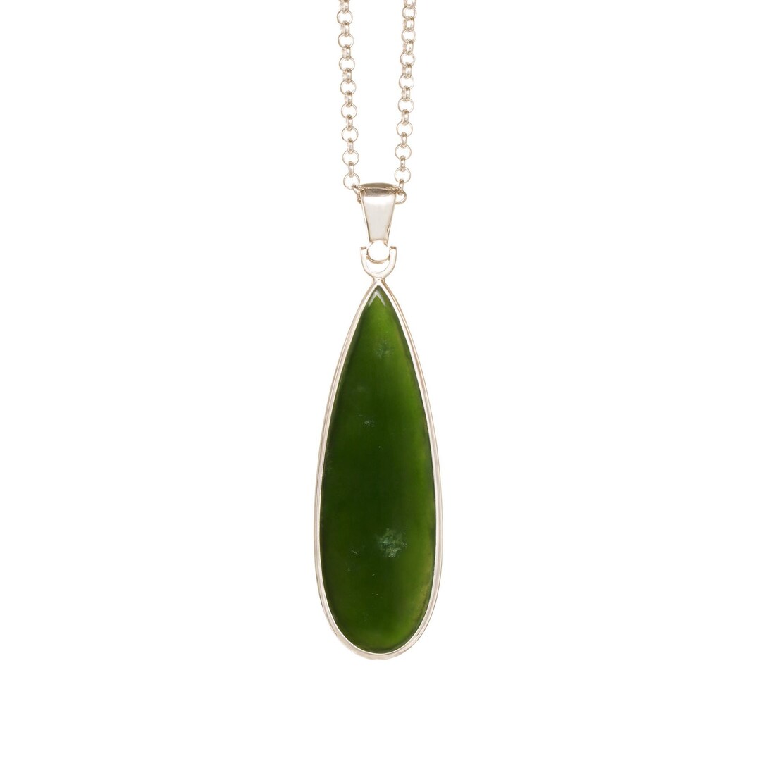 New Zealand Greenstone Slender Teardrop Necklace - Etsy