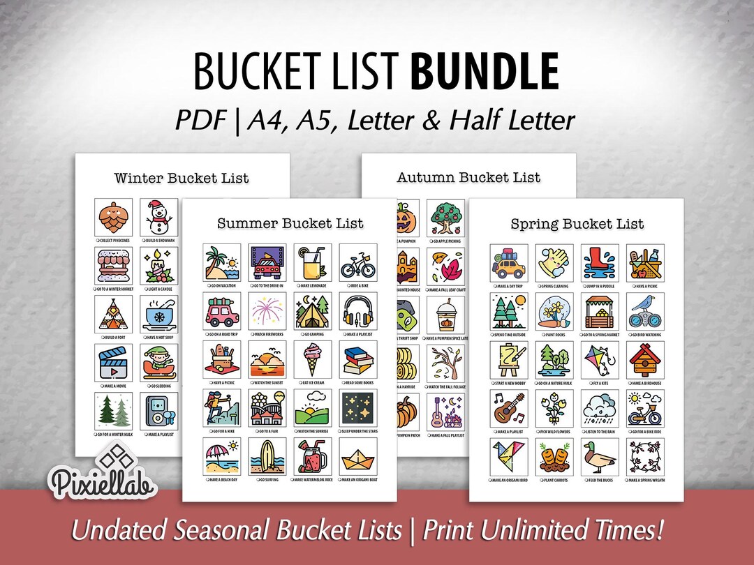 Seasonal Bucket List Bundle Printable | Family Activities Planner | PDF ...