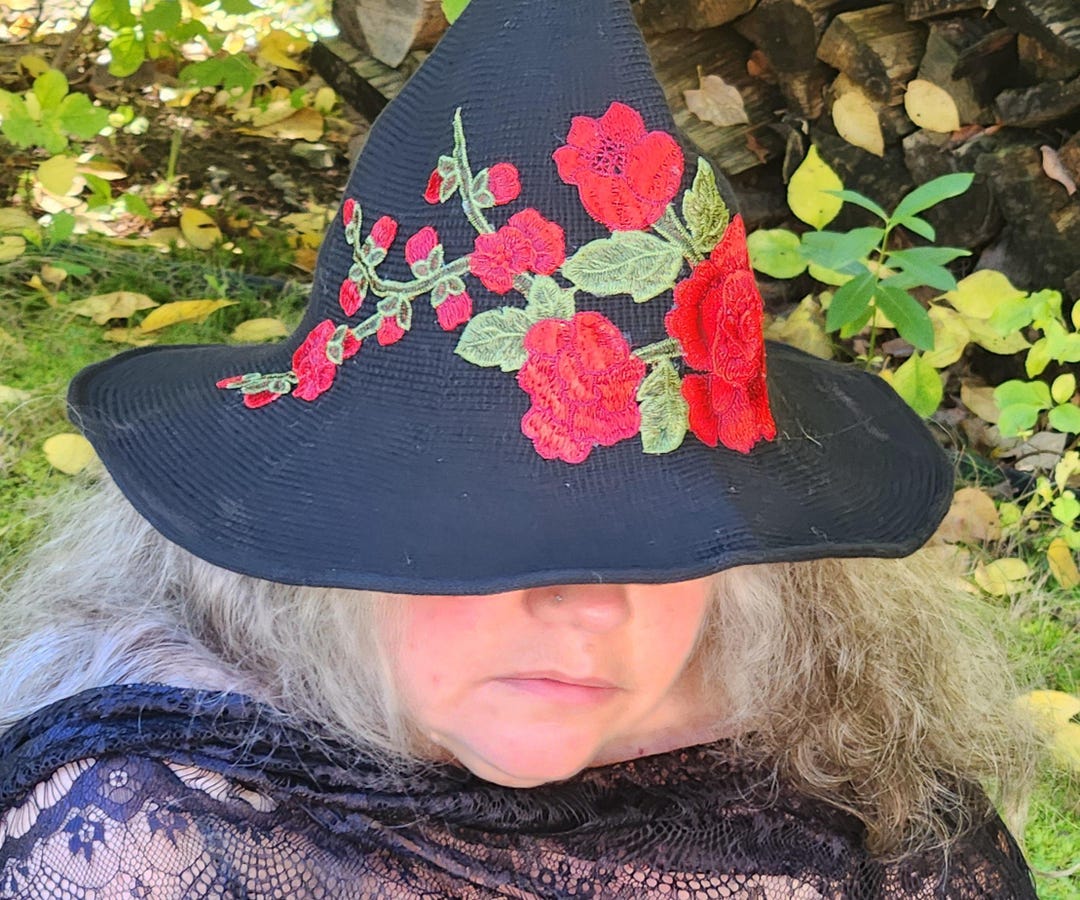 Embroidered Floral Witch Hat | 2 Colors | Sexy Witch Hat | Cosplay ...