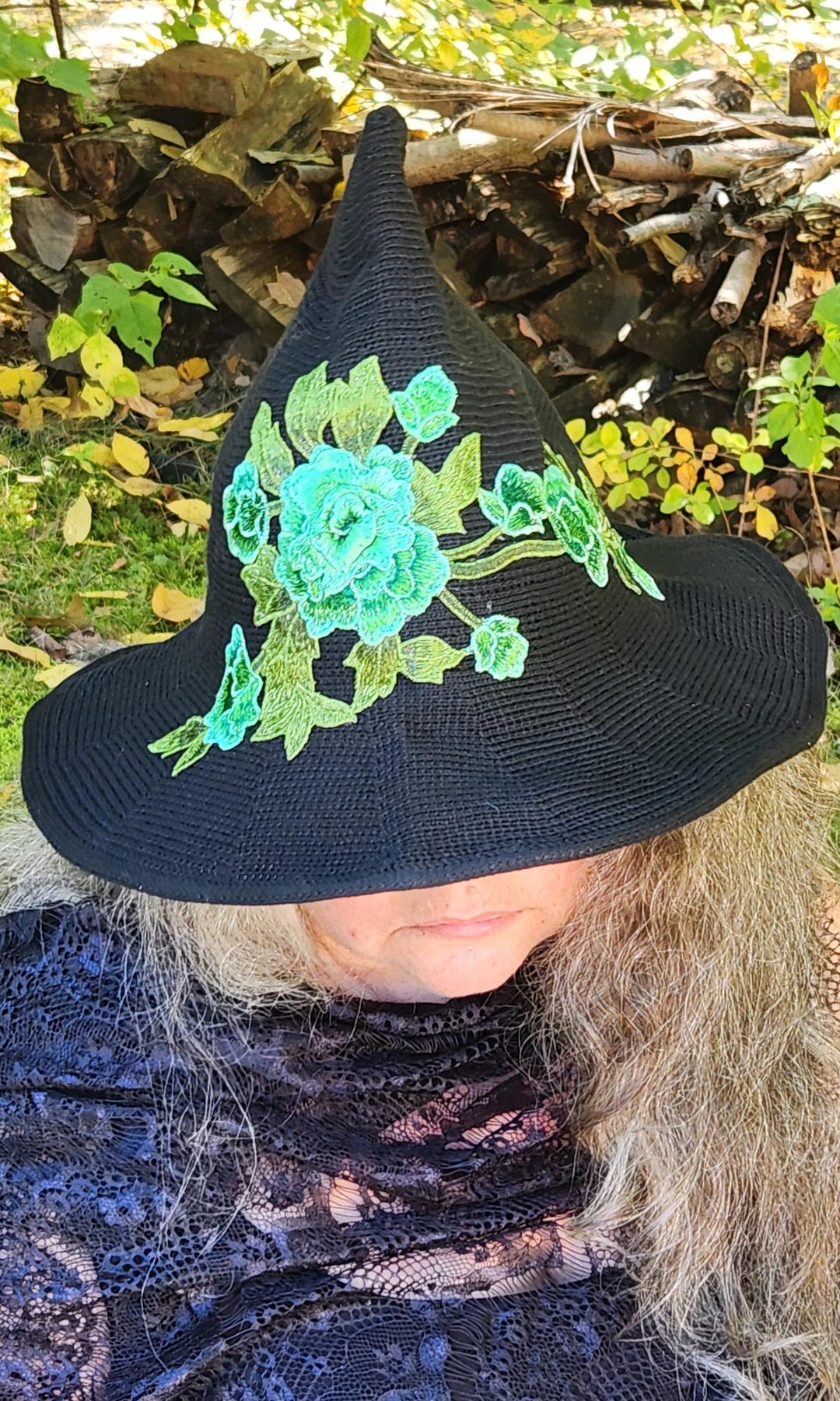 Embroidered Floral Witch Hat | 2 Colors | Sexy Witch Hat | Cosplay ...