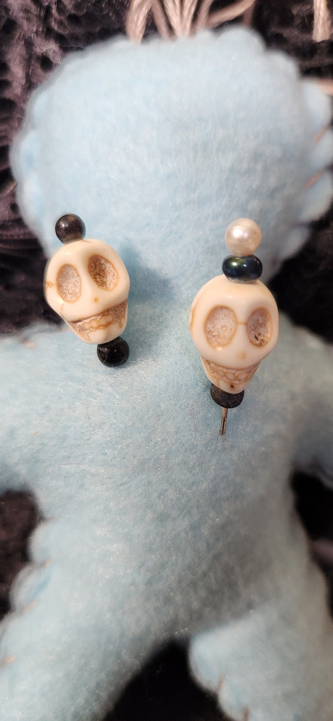 Skull Voodoo Poppet Doll Pins | Black or Purple Beads | Unique Oddity ...