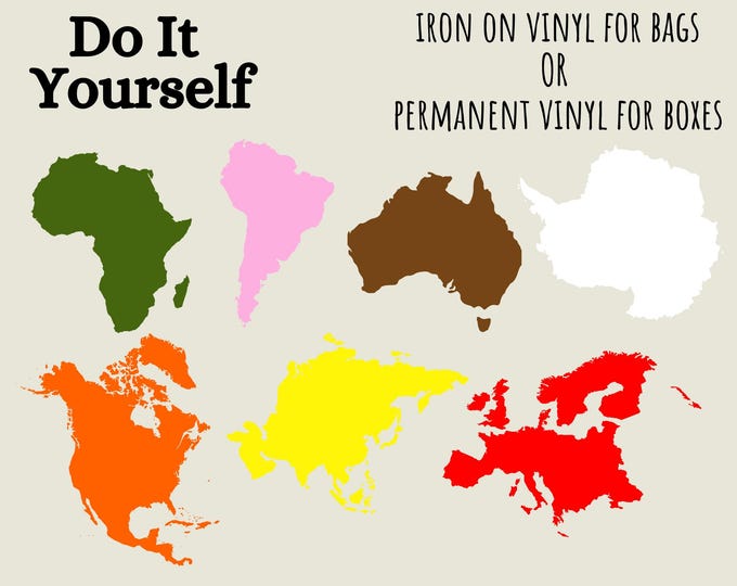 DIY Continent Bag Decals- Montessori Continent Bags- Continent Box ...