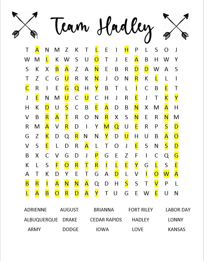 Personalized Word Search - Etsy