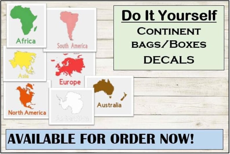 DIY Continent Bag Decals Montessori Continent Bags Continent Box ...