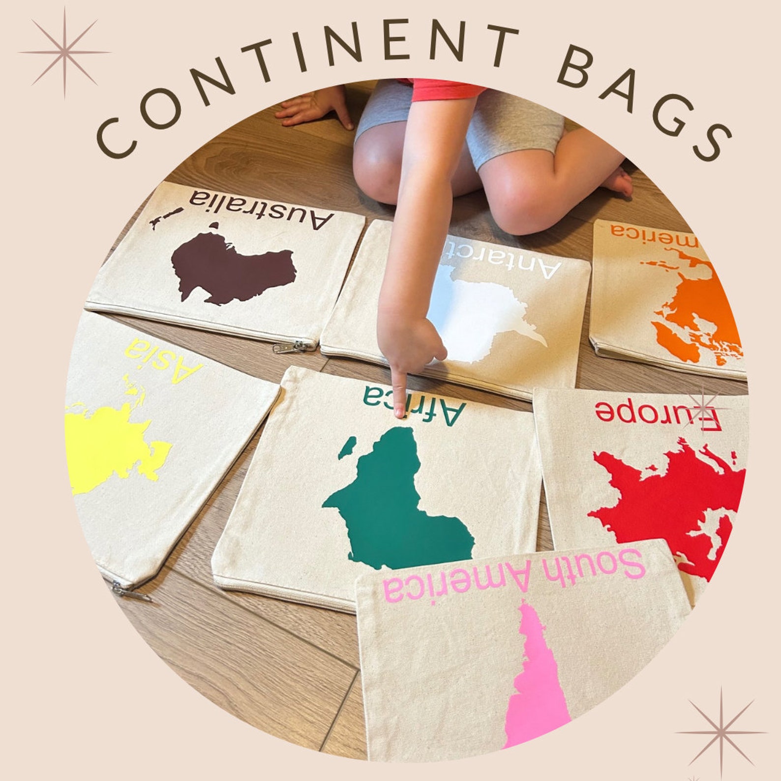 Montessori Continent Bags - Etsy