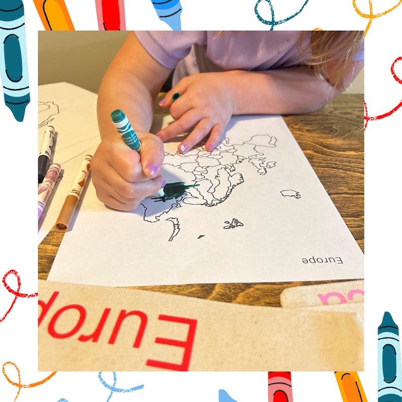 Continent and World Map Coloring Pages - Etsy Canada