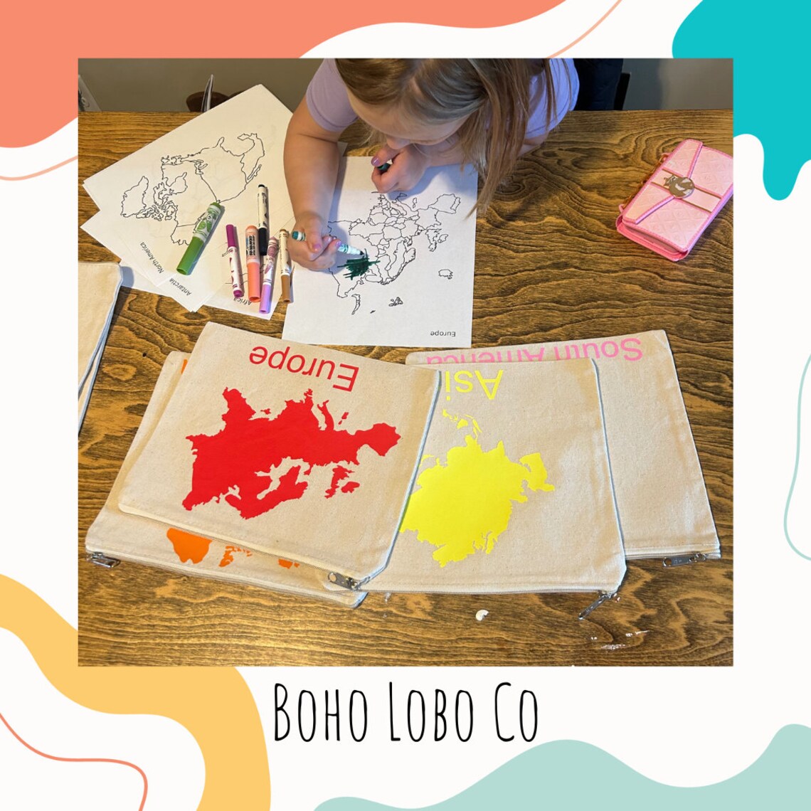 Continent and World Map Coloring Pages - Etsy