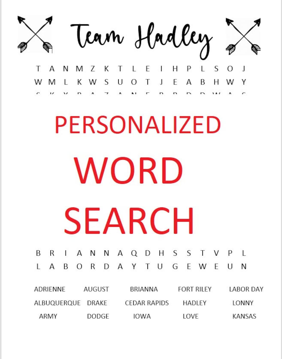 Personalized Word Search - Etsy