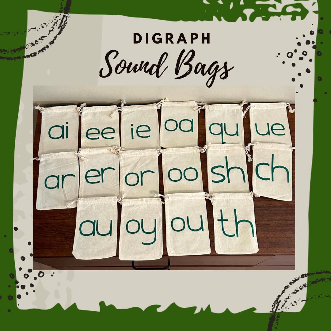 Montessori Digraph Sound Bags- Language Object Bags-homeschool - Etsy
