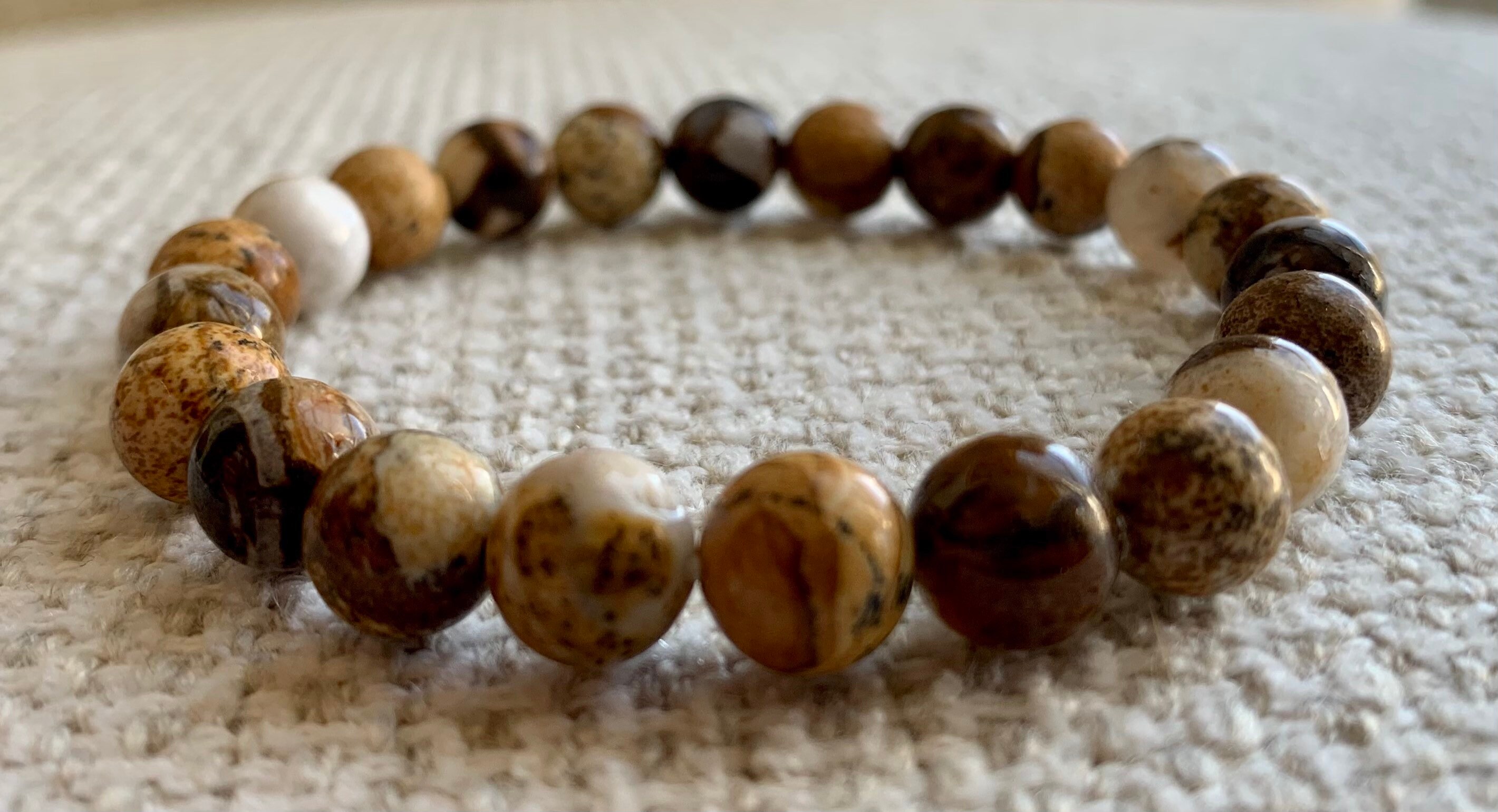 Petrified Forest...petrified Wood and Moss Agate Bead Stretch - Etsy