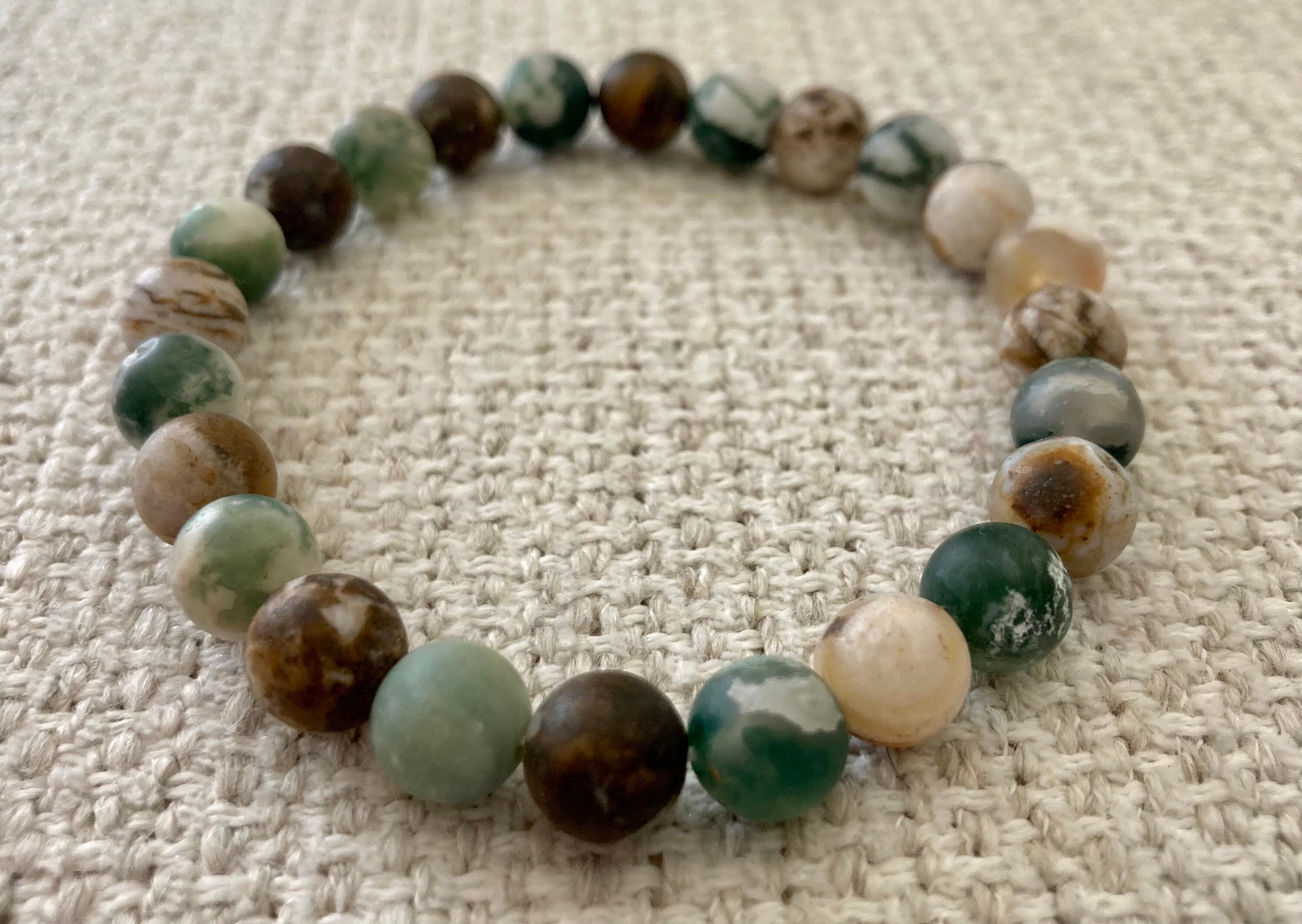 Petrified Forest...petrified Wood and Moss Agate Bead Stretch - Etsy