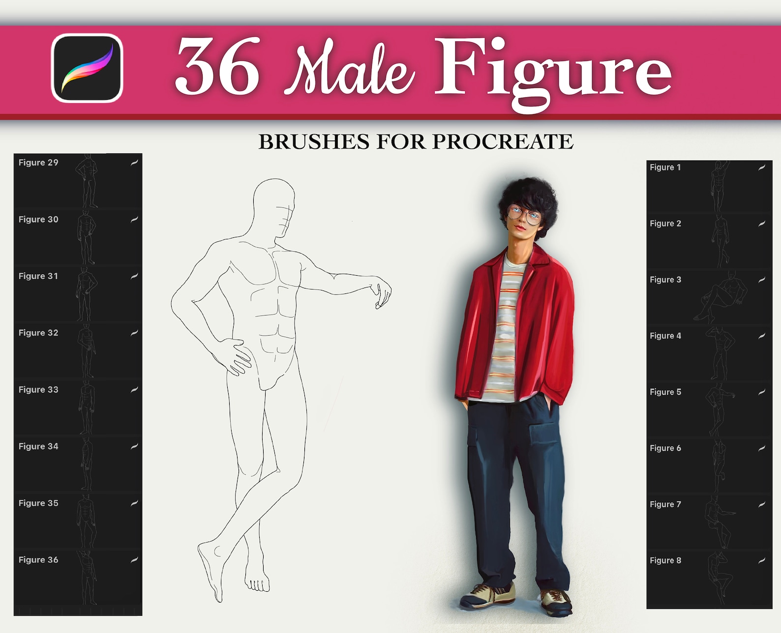 Procreate Figure Guide Stamps | Model Form Stamps Set | Human Form ...
