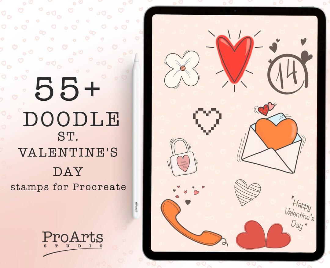 Doodle St. Valentine's Day, Procreate Stamp Pack, Brush Stamps ...