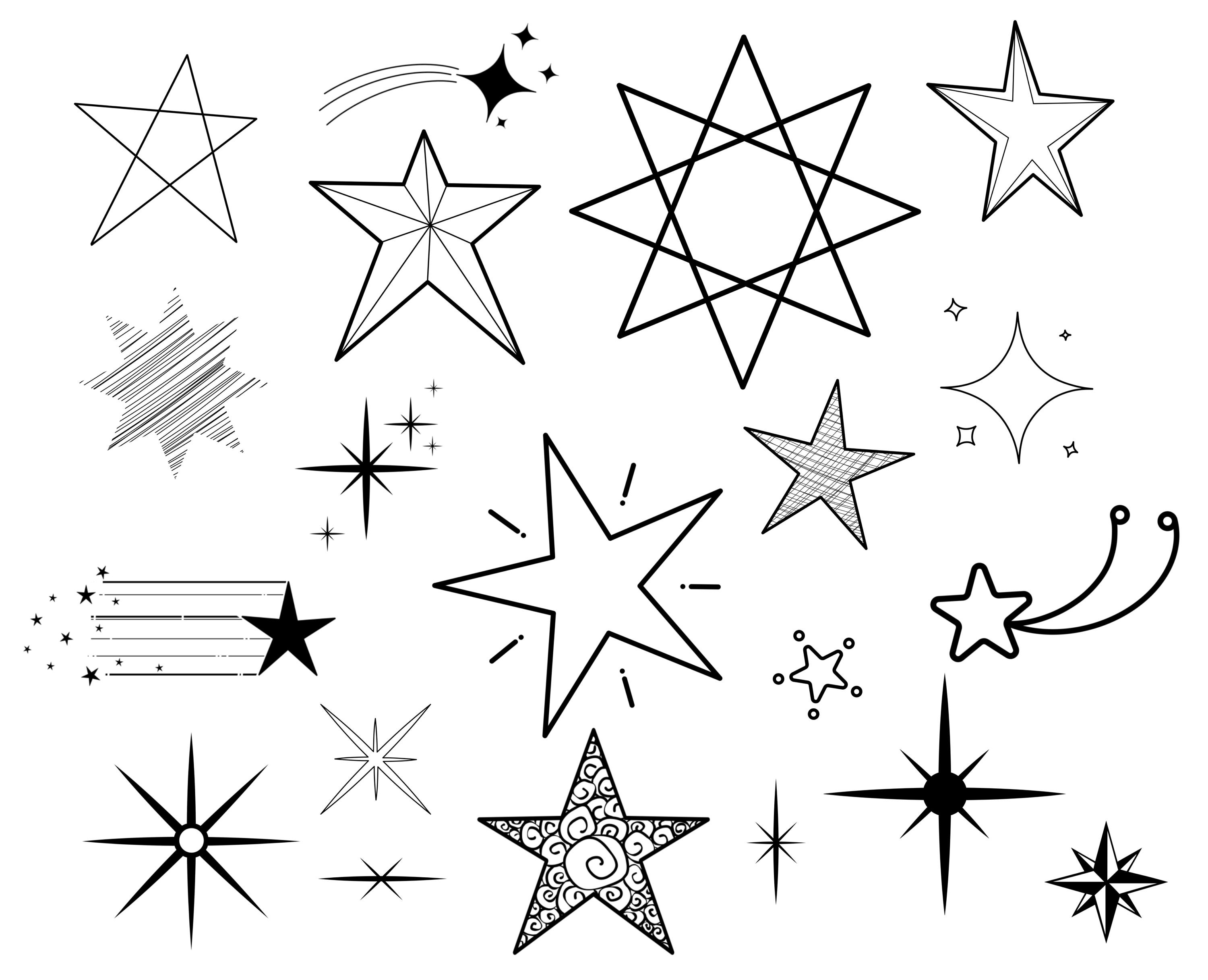 55 Procreate Stars Stamp Brush Set Stamps Doodle Cute Star Stamps ...
