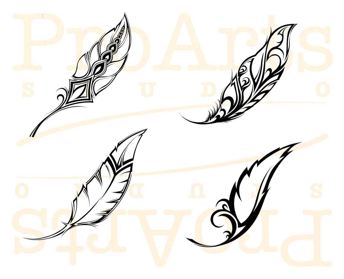 Feathers Stencil Tattoo Procreate Stamps New Procreate | Etsy