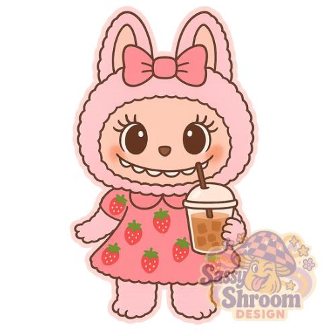 The Monsters Strawberry Labubu Sticker | Cute Printable Pngs | Kawaii ...