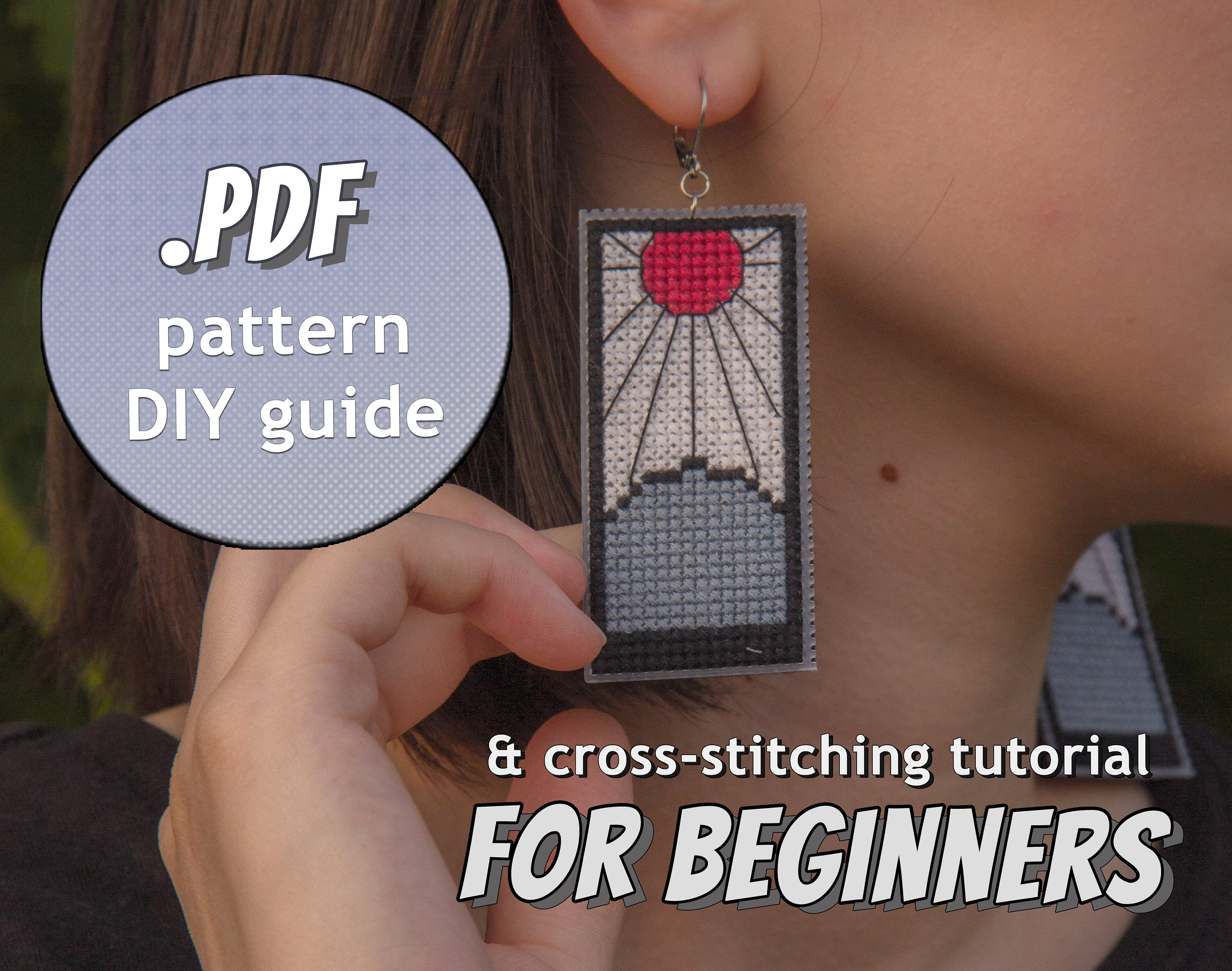 Hanafuda Anime Earrings DIY With Cross-stitch Pattern & - Etsy