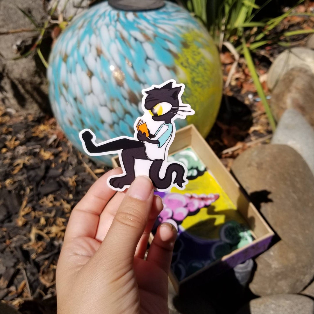 Cyclops Cat Sticker - Reading Buddy Decal - Etsy