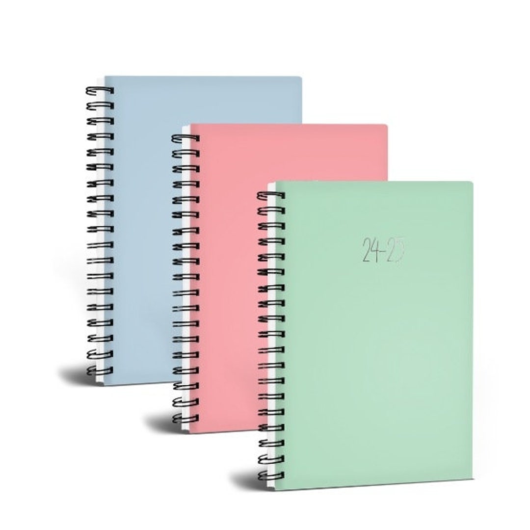 2024-2025 A5 Pastel Hardback Wiro Academic Diary Spiral Week to View ...