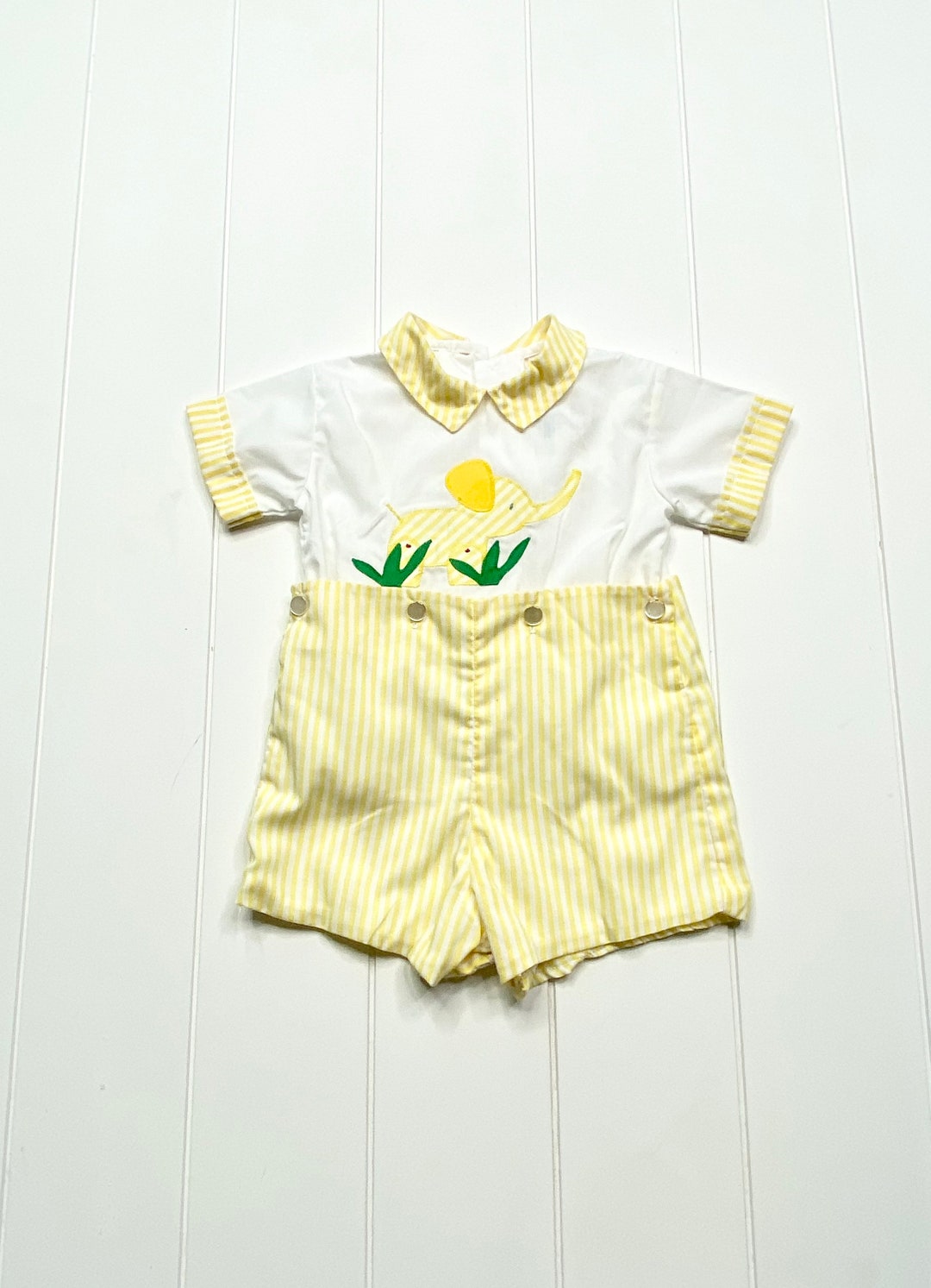 Vintage Jayne Copeland Yellow Stripe Elephant Romper, Vintage Jon Jon ...