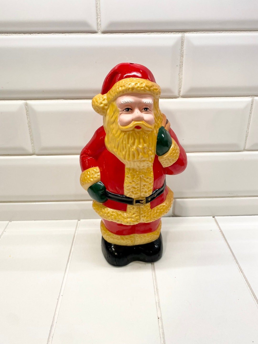 Vintage Hard Plastic Santa Blow Mold, Retro Tabletop Decor (9" Tall) - Etsy