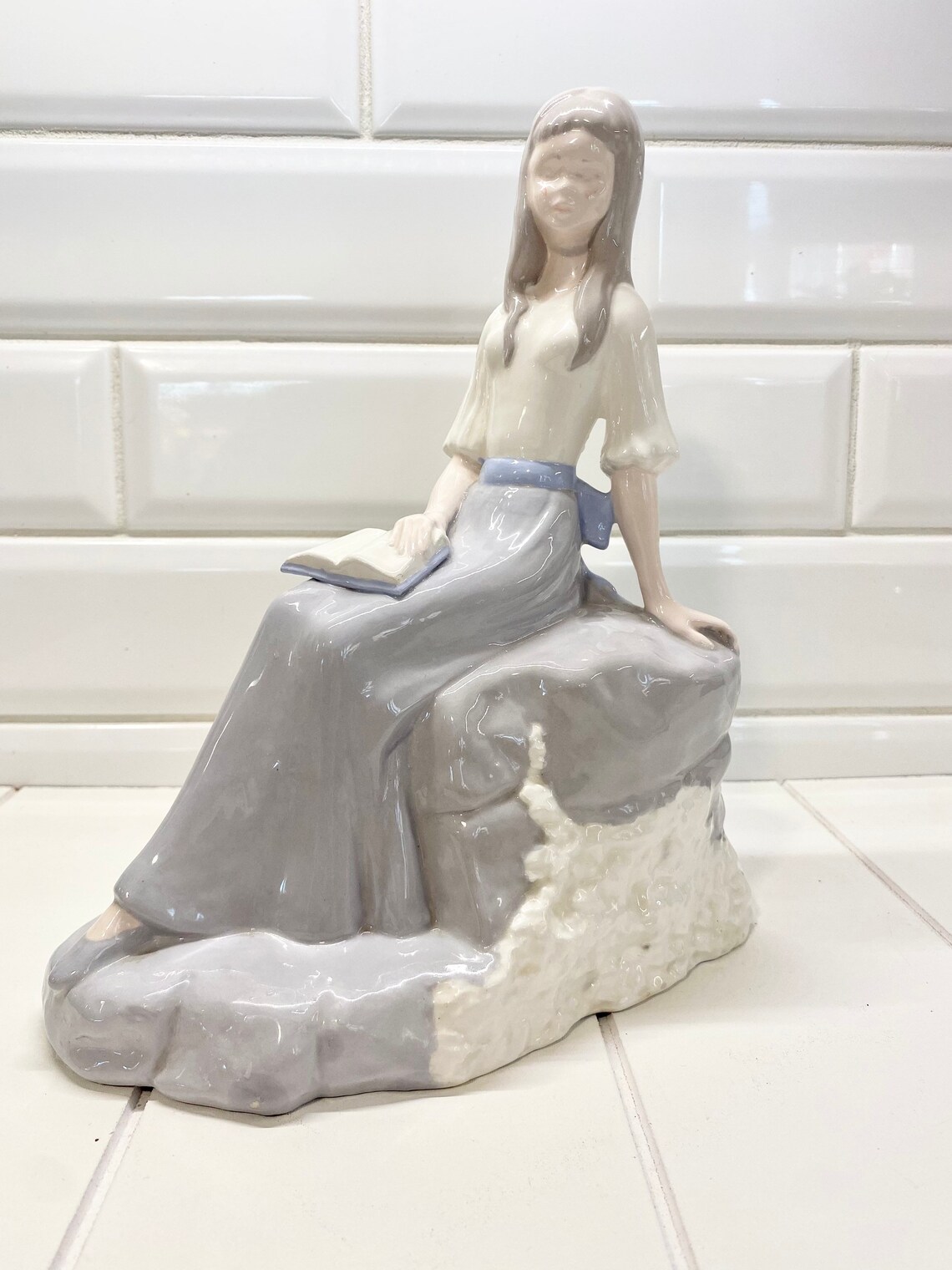 Vintage Casades Style Ceramic Girl With Book Ceramic Posing - Etsy