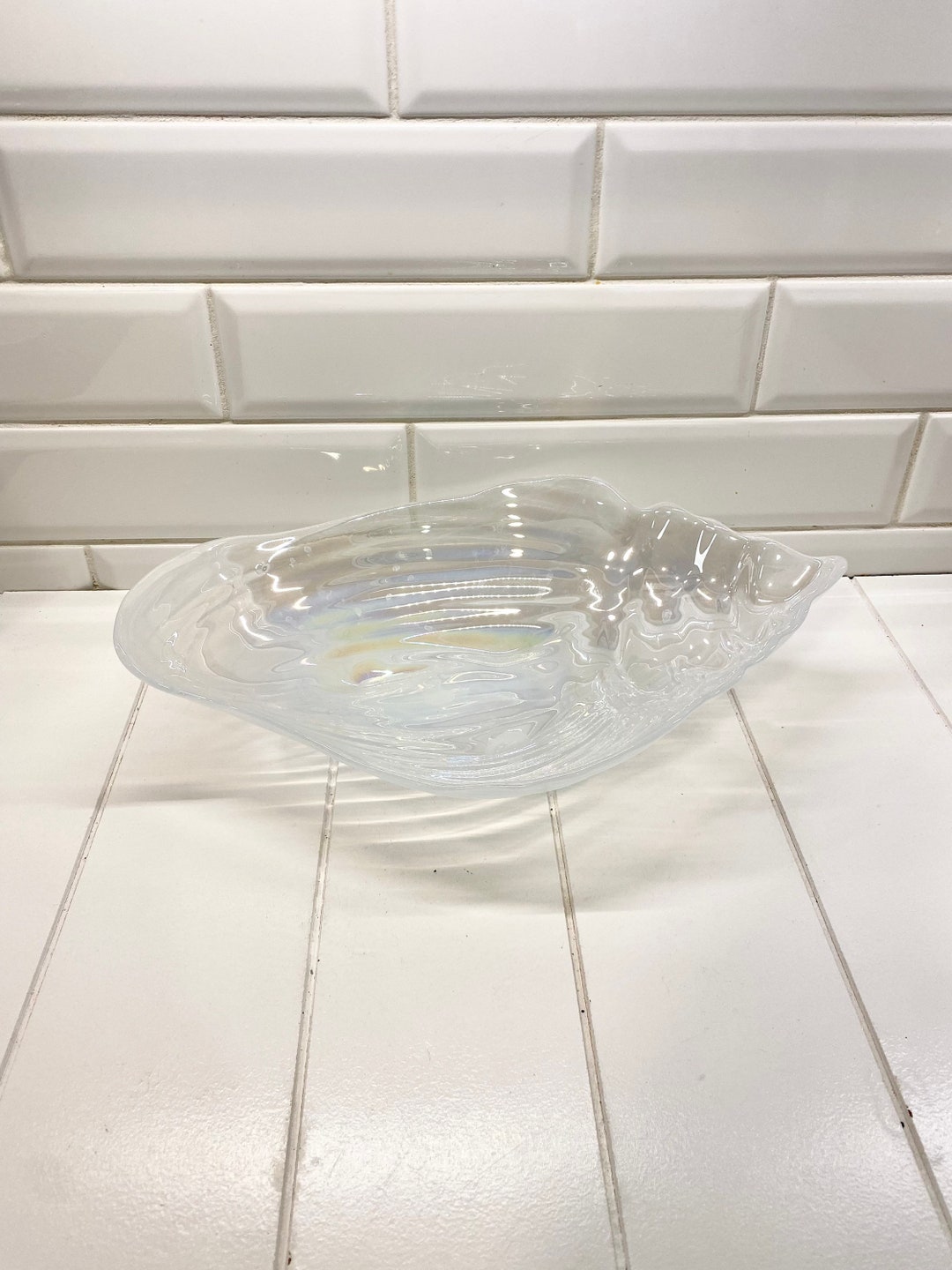 Vintage Large Opalescent Seashell Bowl, Vintage Beach Decor, Beach ...