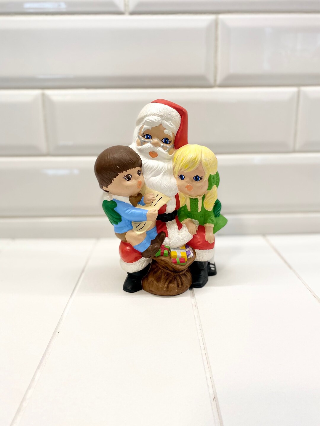 Vintage Handmade Ceramic Santa and Children, Vintage Santa, Vintage ...