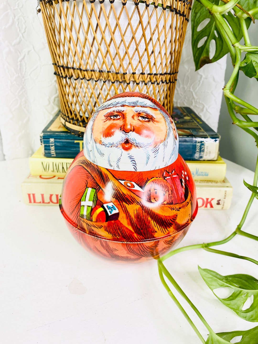 Vintage 1980 Chein Industries Tin Roly Poly Santa Claus, Retro Santa ...