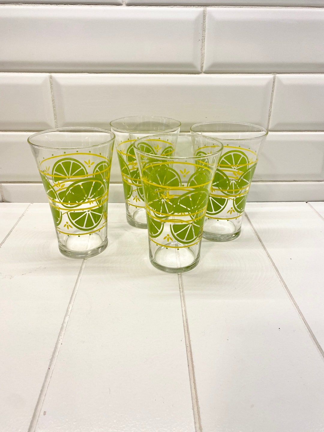 Vintage Lime and Lemon Libbey Water Glasses, Vintage Lime Glasses ...