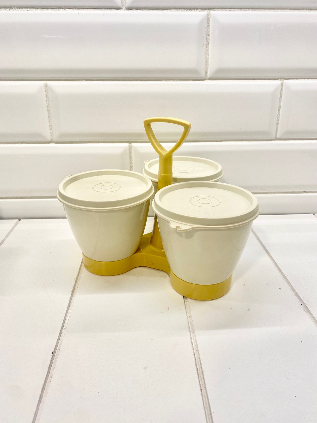 Vintage Yellow Tupperware Condiment Set, Vintage Tupperware Picnic Set ...