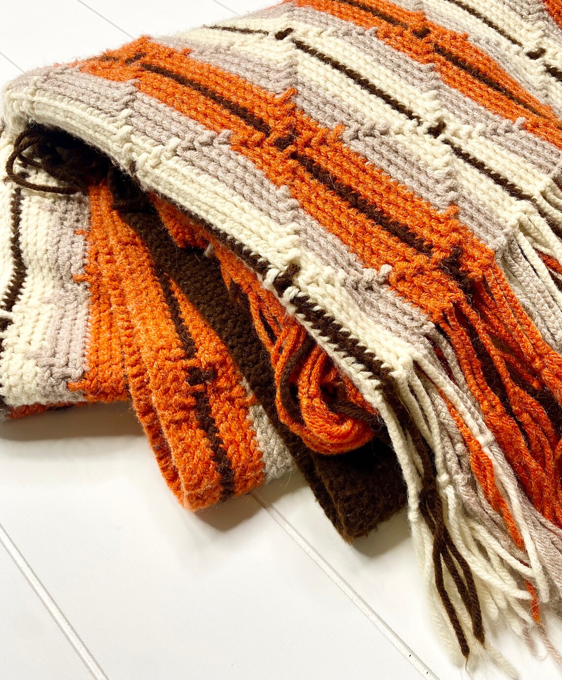 Vintage Handmade Orange and Brown Afghan Throw Blanket - Etsy