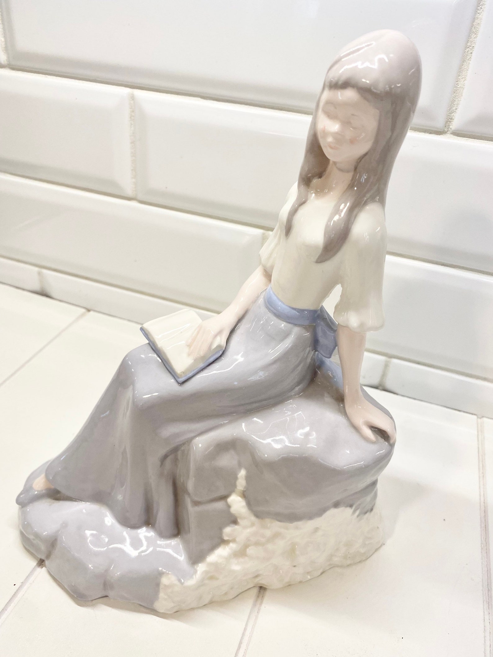 Vintage Casades Style Ceramic Girl With Book Ceramic Posing - Etsy