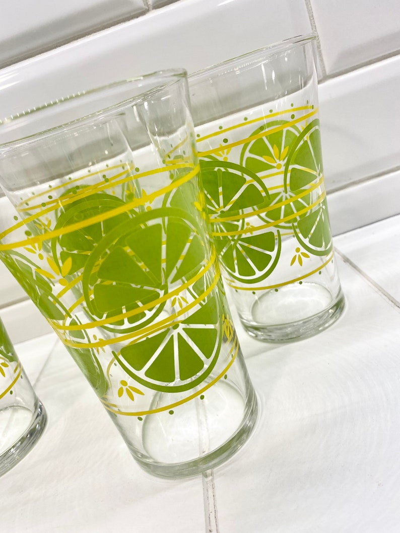 Vintage Lime and Lemon Libbey Water Glasses, Vintage Lime Glasses ...