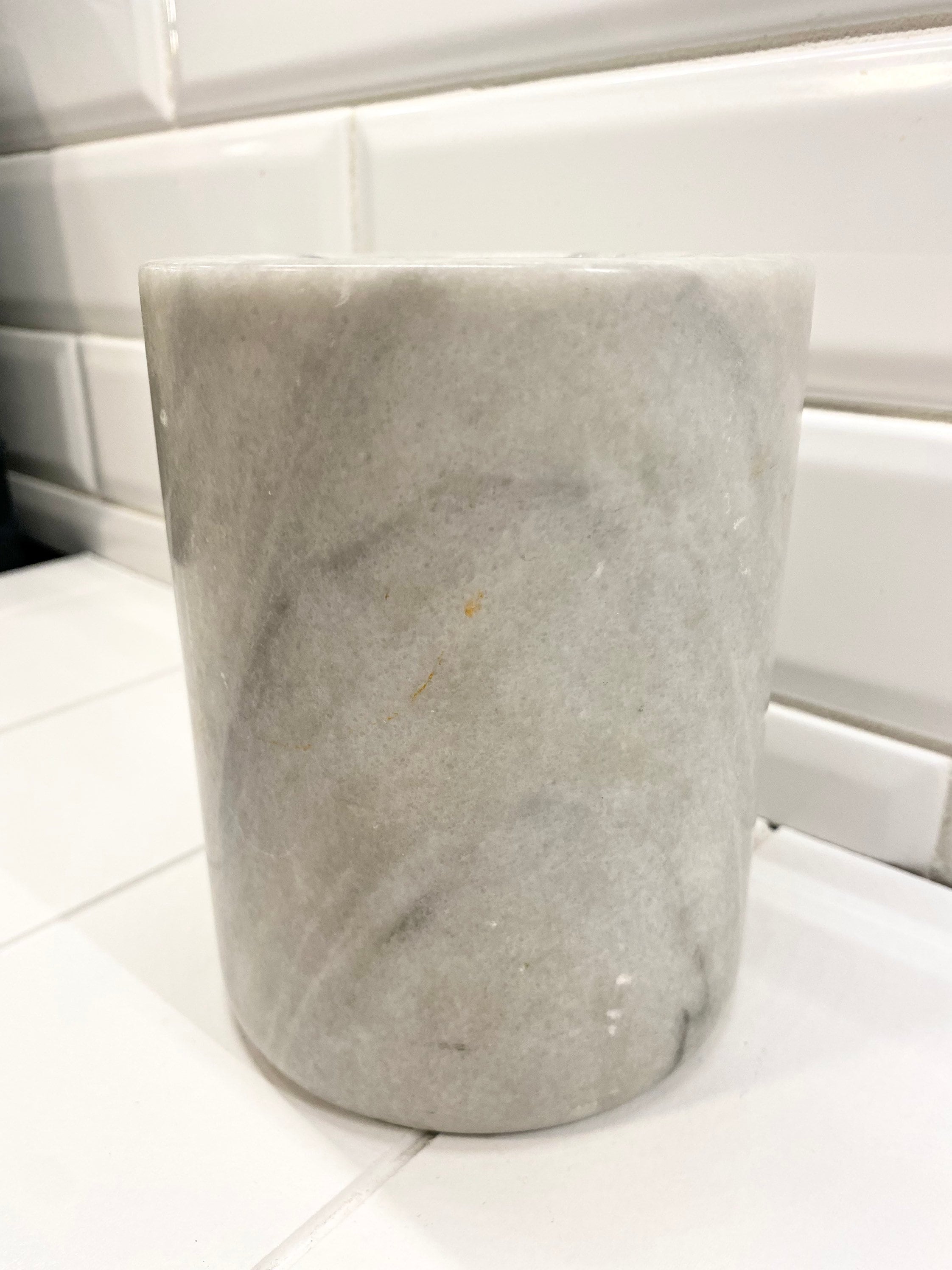 Vintage Heavy White Marble Utensil Crock Vintage Utensil - Etsy