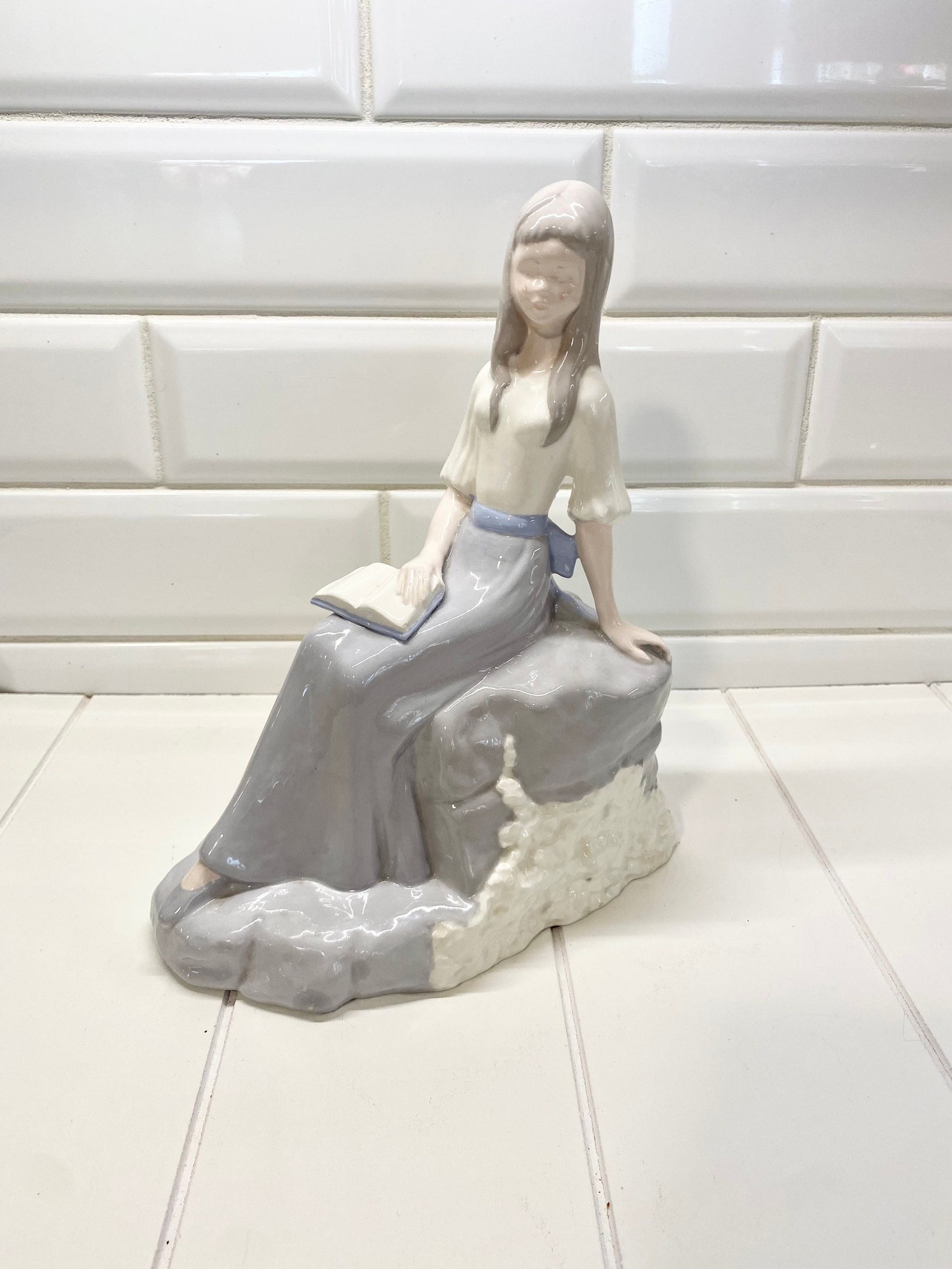 Vintage Casades Style Ceramic Girl With Book Ceramic Posing - Etsy