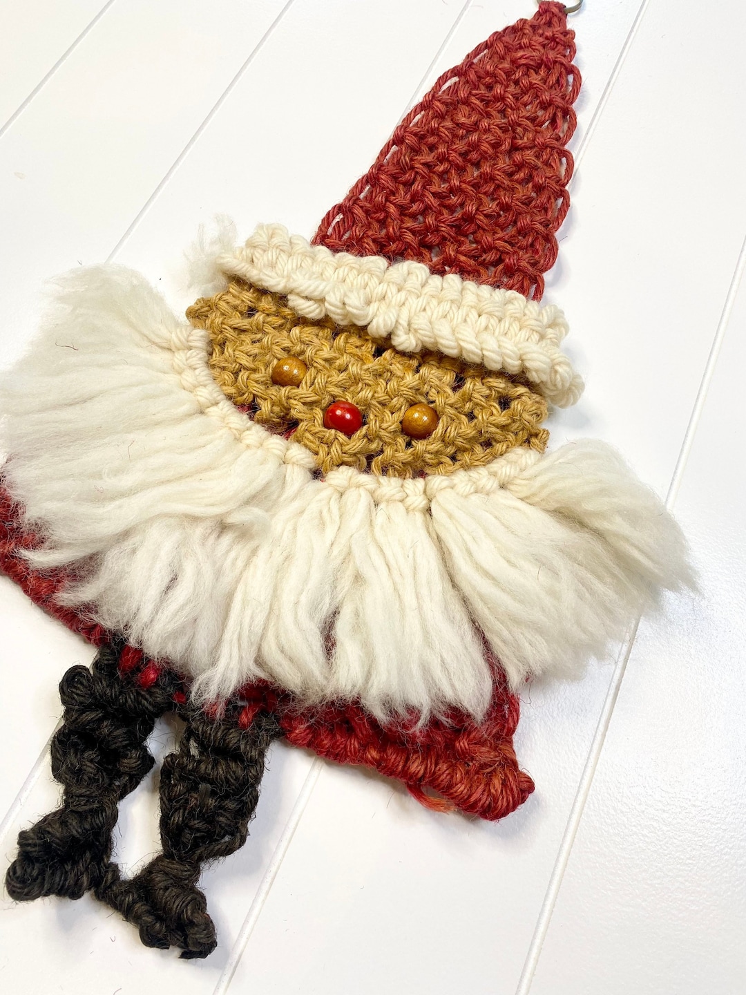 Vintage Macrame Santa Wall Hanging, Boho Christmas Decor, Vintage ...